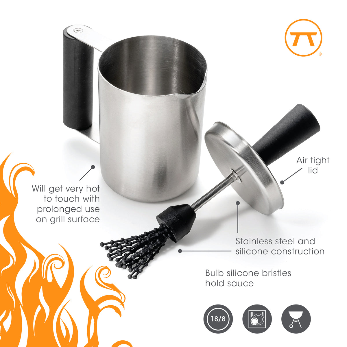 Outset Stainless Steel Grill Basting Cup and Sauce Brush | Outset ...